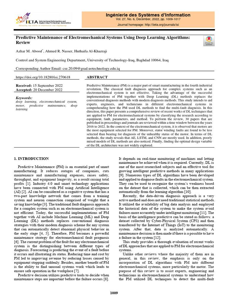 DeepLearning Electromechanical | PDF