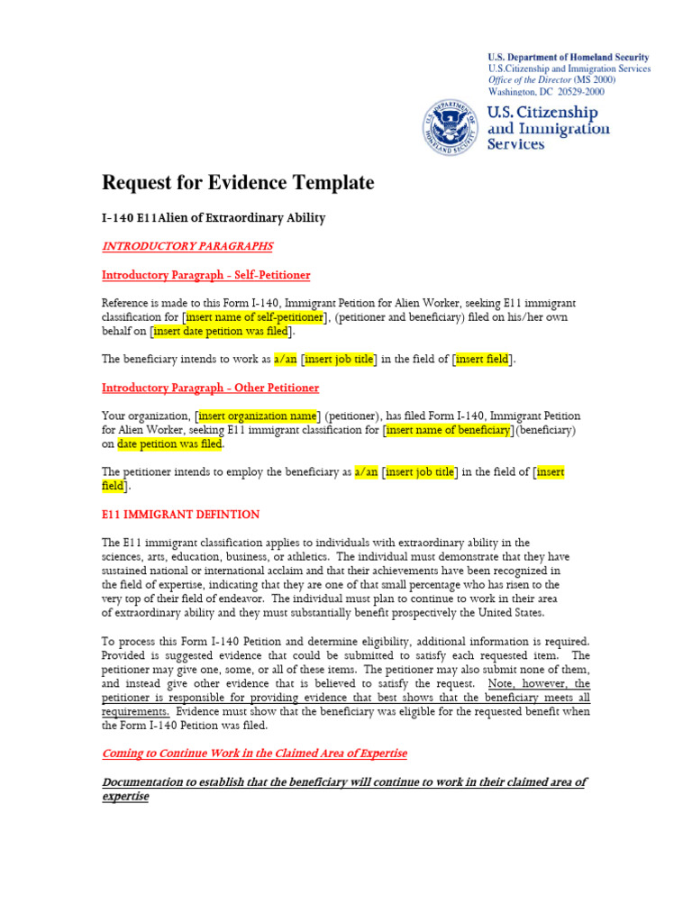 E11 RFE Template 1-10-11 | PDF