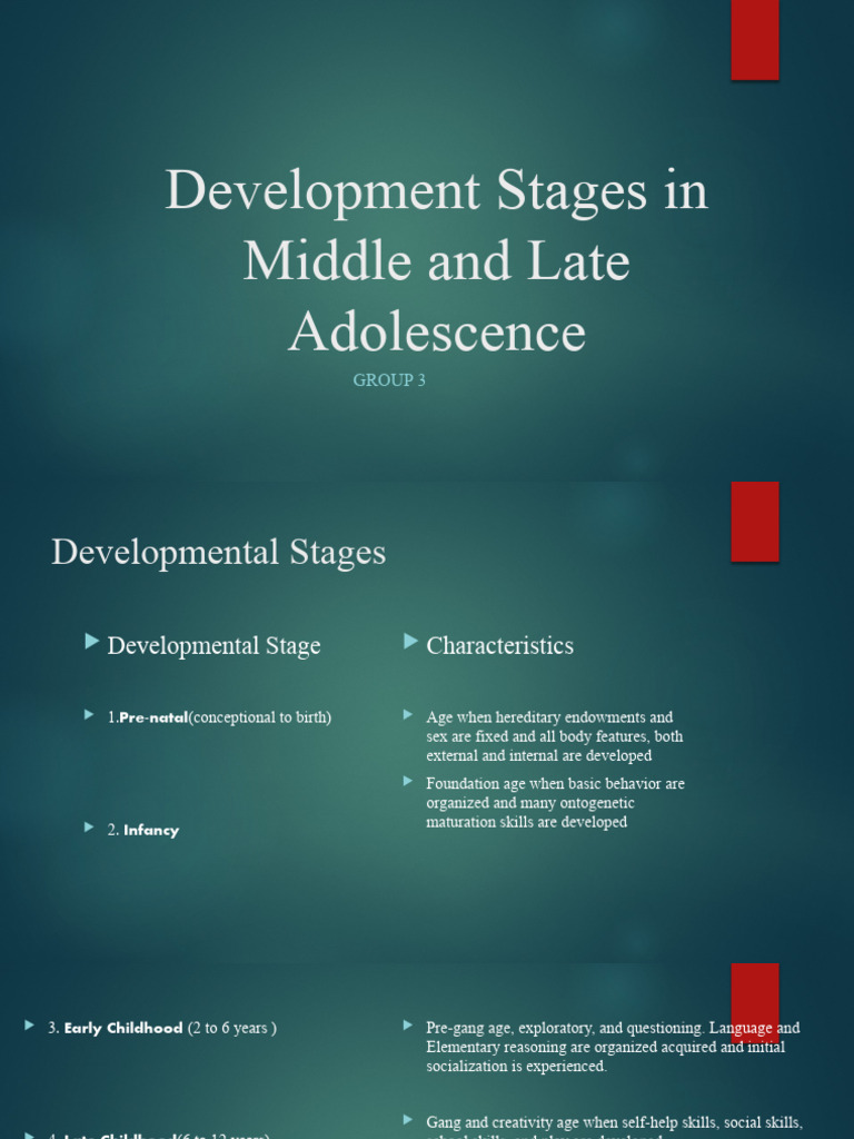 Development Stages in Middle and Late Adolescence | PDF