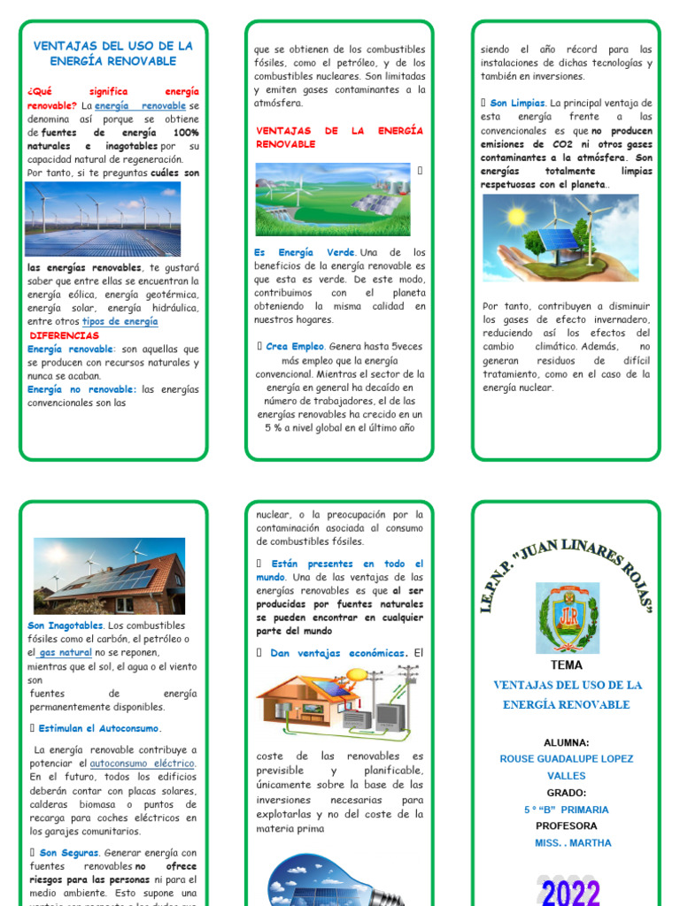 Triptico Energia Renovable2022 | PDF | Energía renovable | Geografía Física