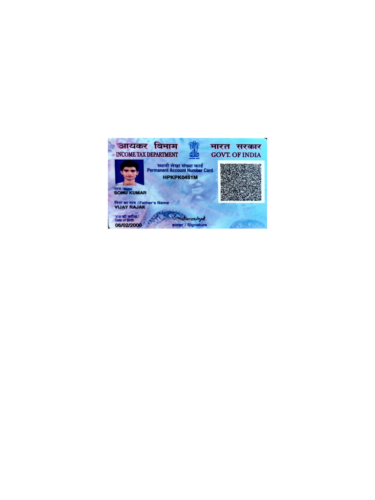 Sonu Kumar PAN Card Details | PDF