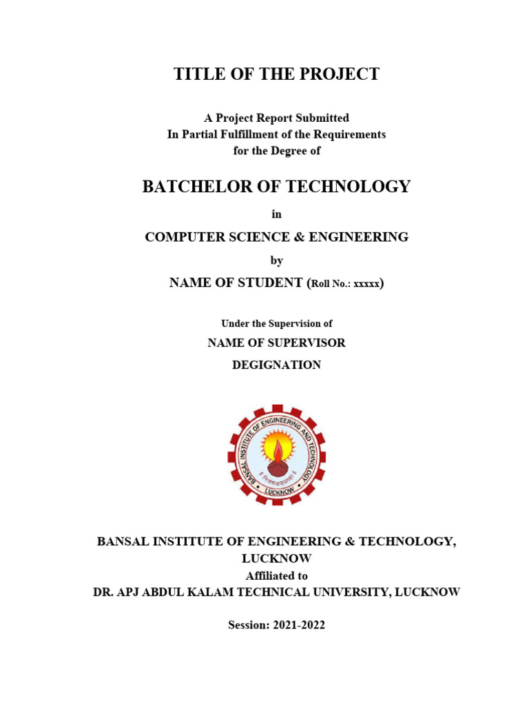 B.Tech CSE Project Report 2021-22 | PDF