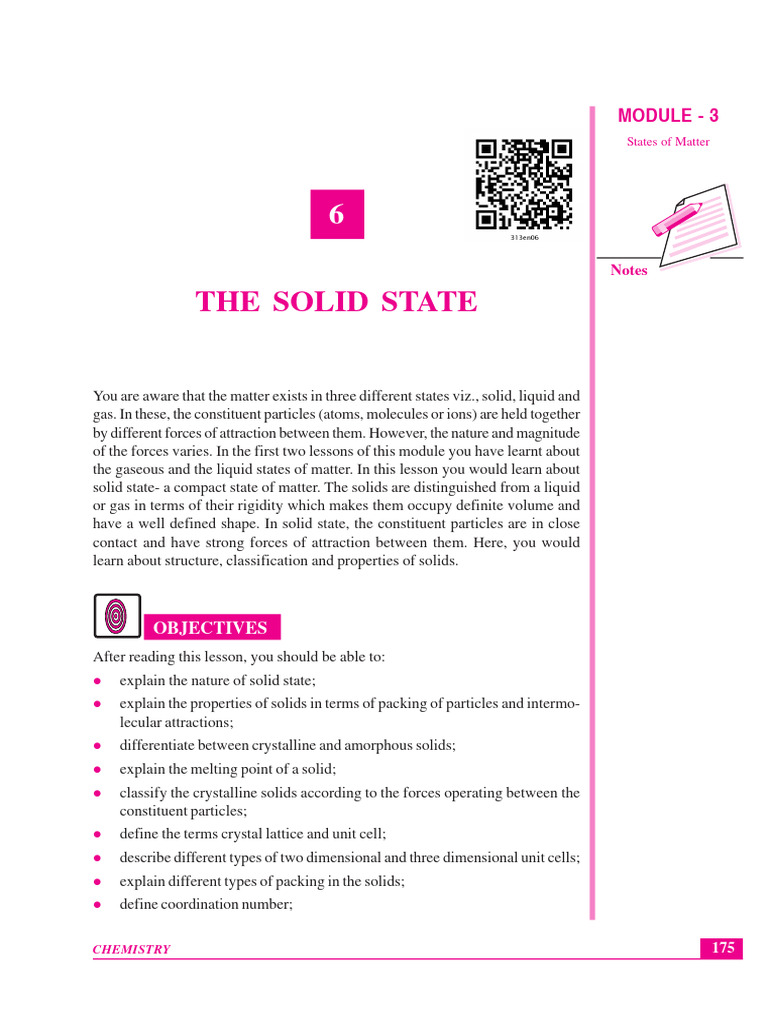 Modul 6 The Solid State | PDF | Crystal Structure | Solid