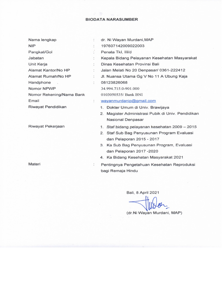 Biodata Narasumber | PDF Biodata Narasumber | PDF