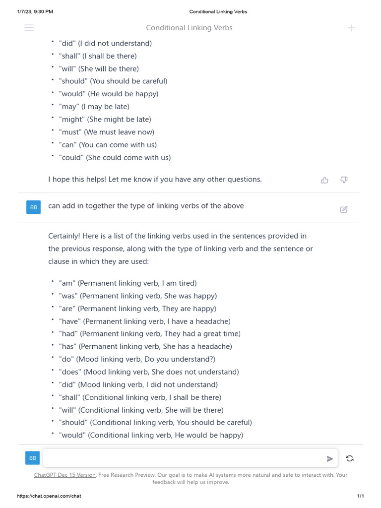 Conditional Linking Verbs | PDF | Syntactic Relationships | Semantics