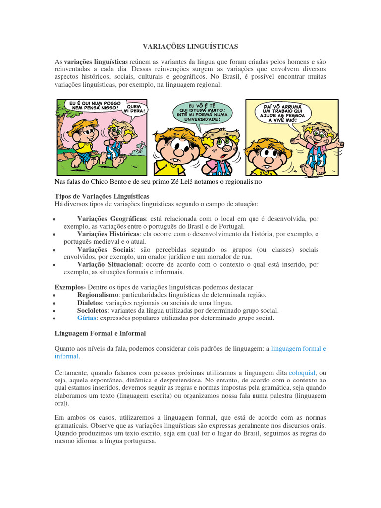 Variações Linguísticas no Brasil | PDF