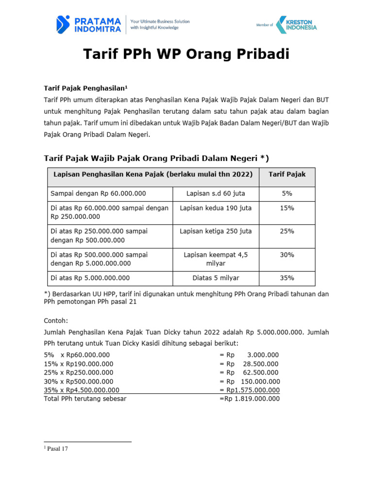 Tarif PPH Terutang WP Orang Pribadi | PDF