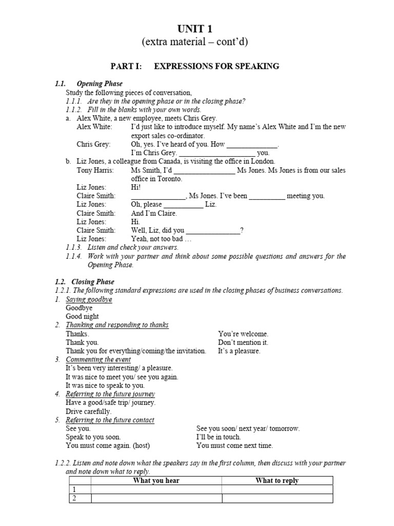 02 Unit 1 - Class 2 - Extra | PDF