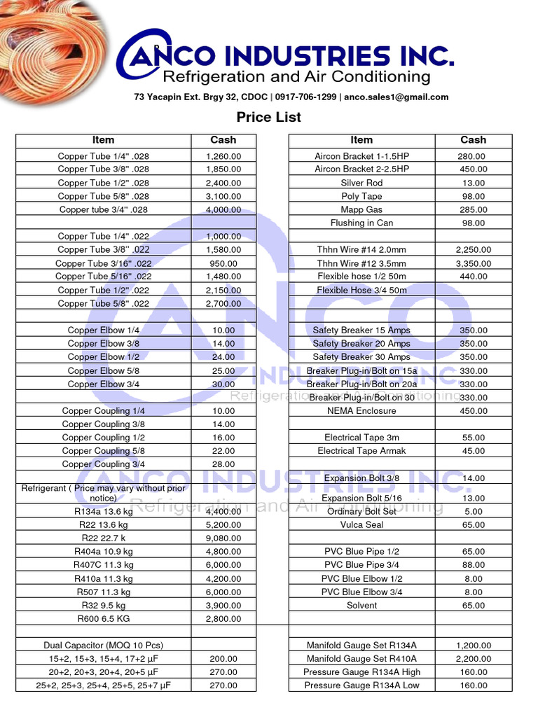 Anco Industries-Price | PDF