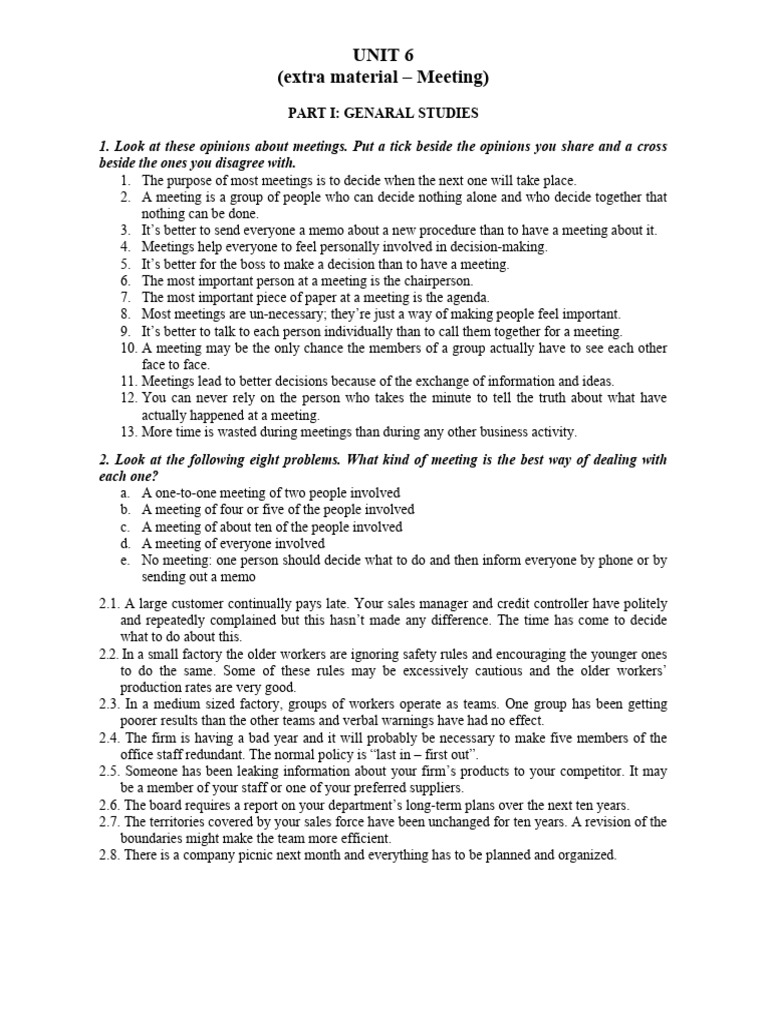 08 UNIT 6 - Class 2 - Extra - Meeting | PDF