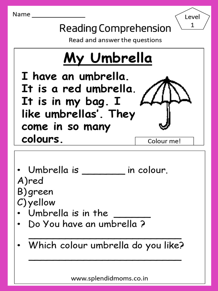 Kids' Umbrella Activity Sheet | PDF | Self-Improvement