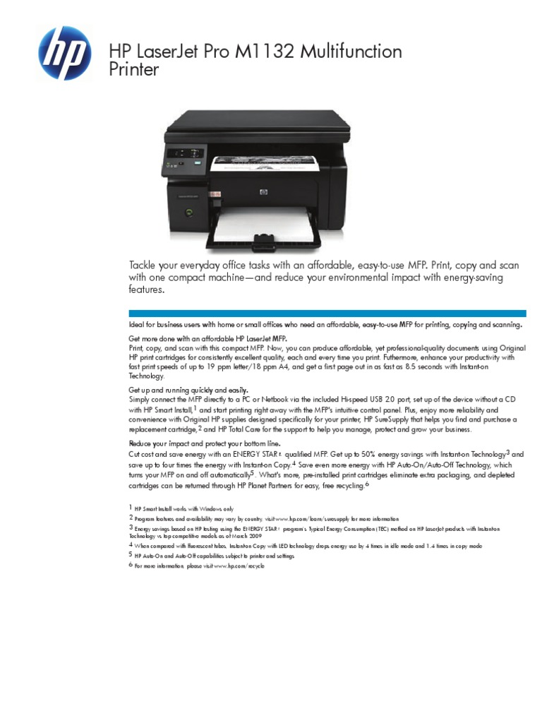 M1132 Brochure | PDF | Hewlett Packard | Printer (Computing)