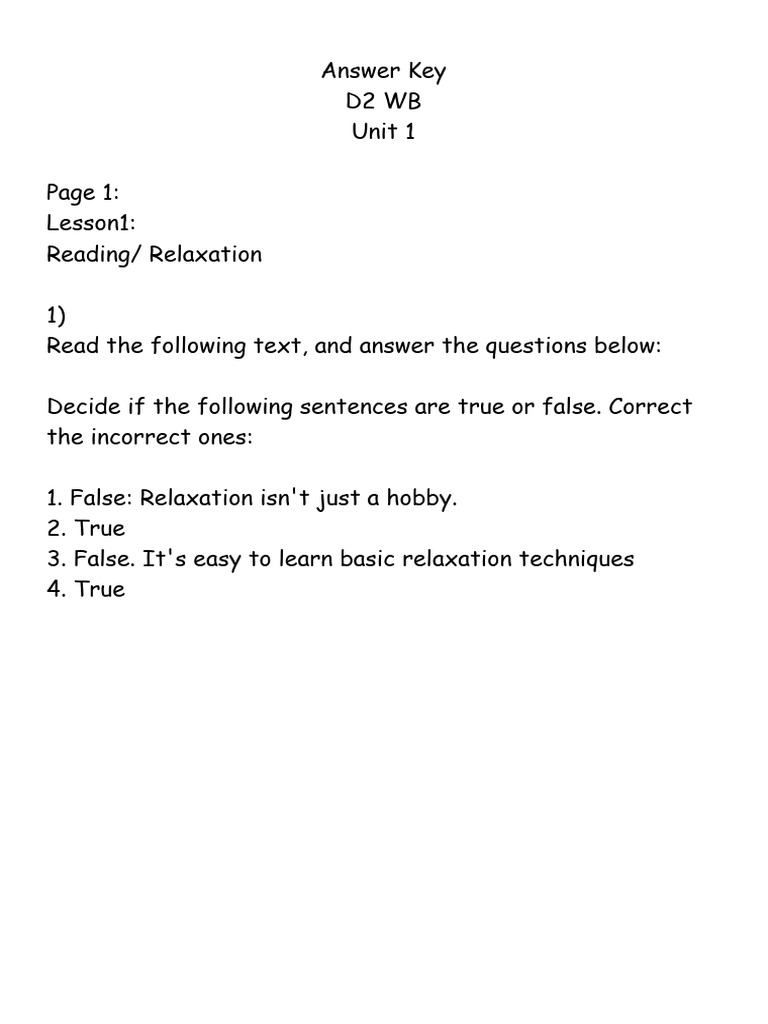Answer Key D2 - WB | PDF