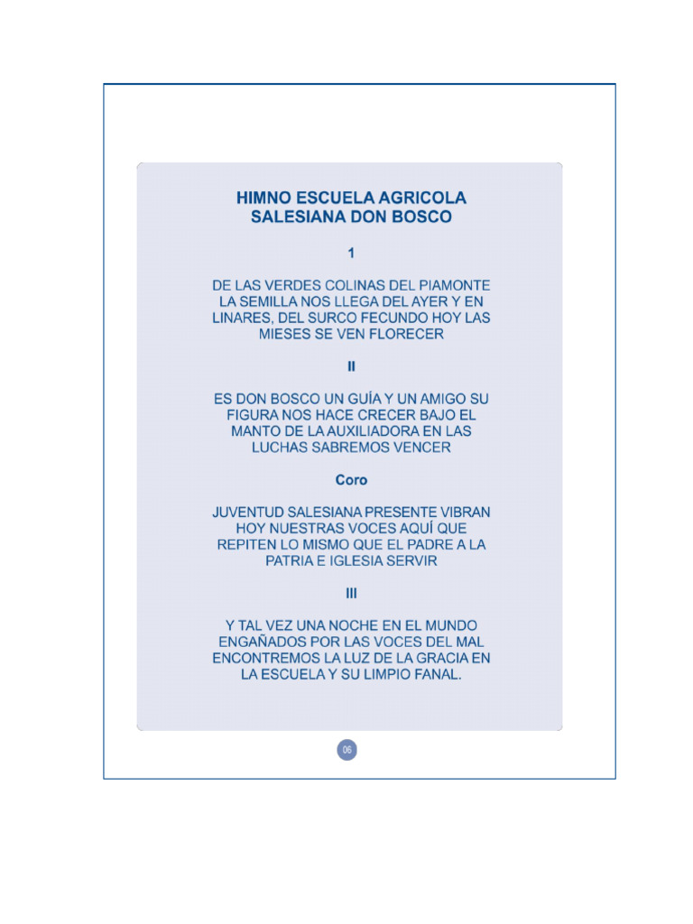 Himno Escuela Agricola Salesiana Don Bosco Linares | PDF