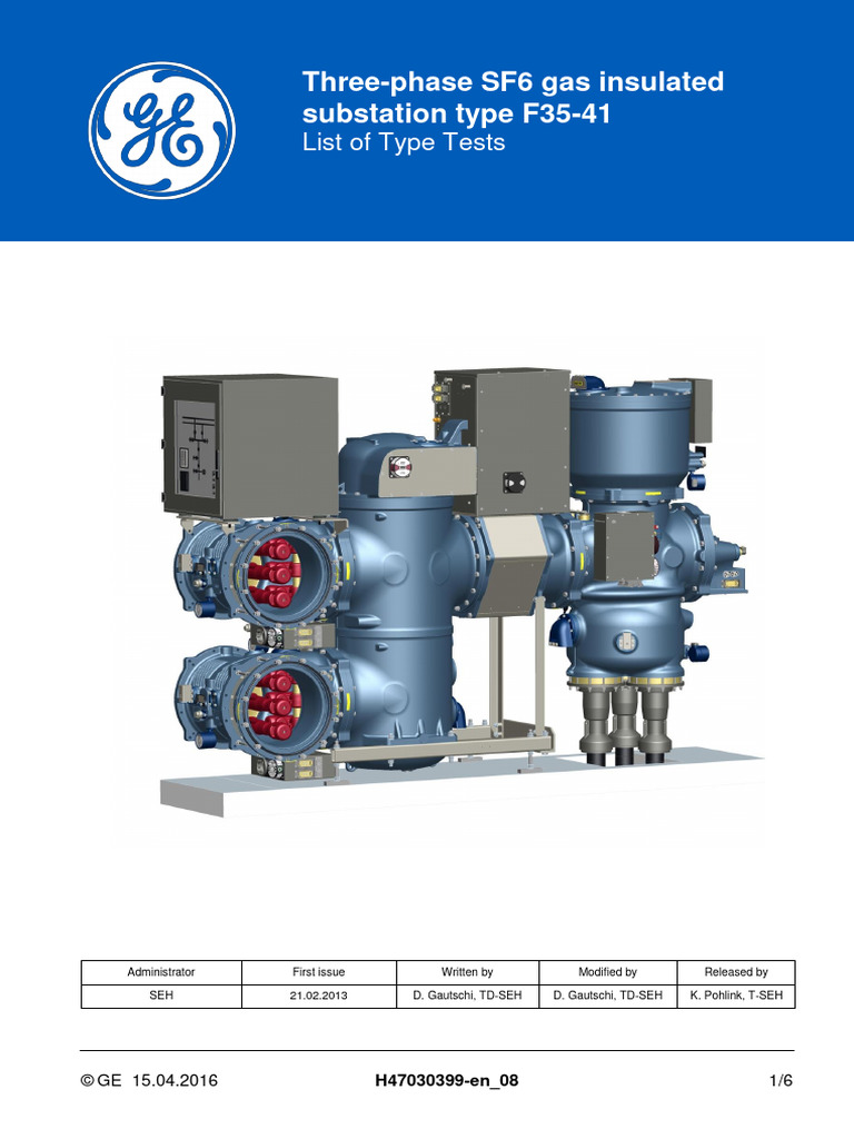 Annex 1 - F35 GIS Type Test Summary | PDF | Equipment | Electrical ...