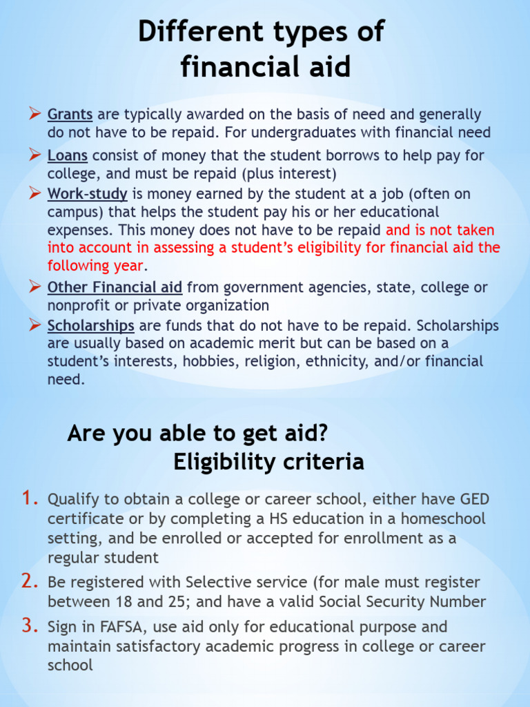 Different Types of Financial Aid | PDF