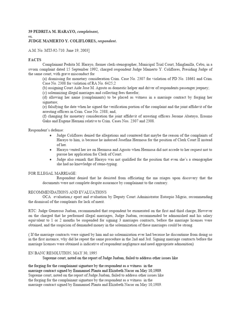 Judge Coliflores Misconduct Case Summary | PDF | Judge | Public Law
