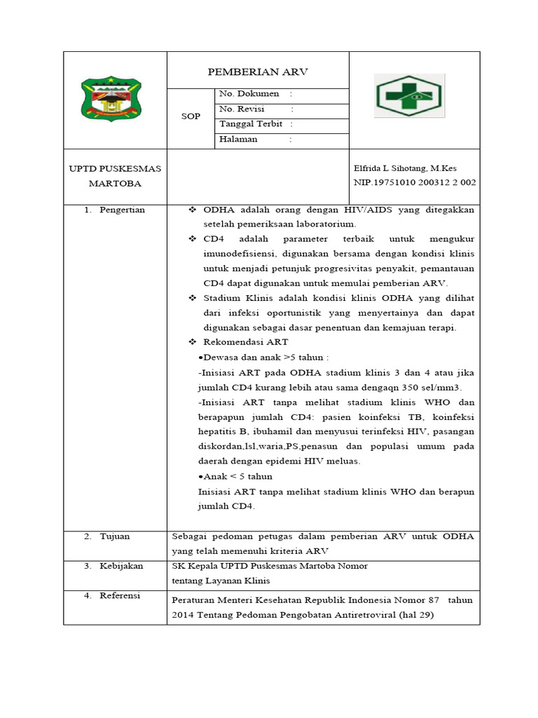 Sop Pemberian Arv | PDF