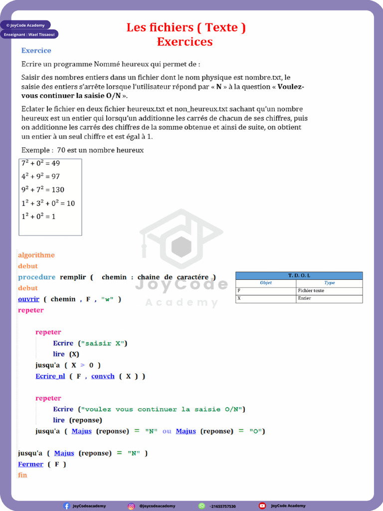Ficher Bac Info | PDF