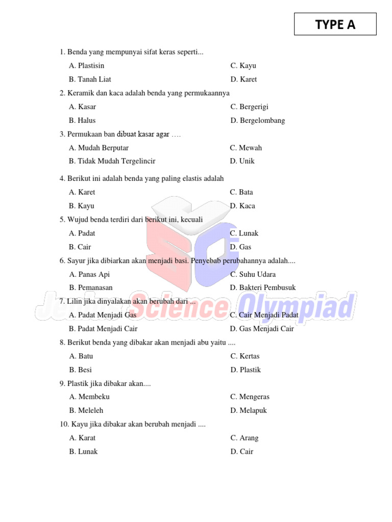 Sains Level 2 (Type A) - Organized | PDF | Sains & Matematika