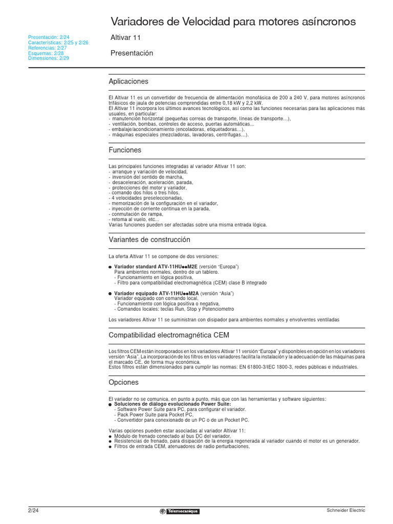 Variadores Altivar 11 para Motores Asíncronos | PDF