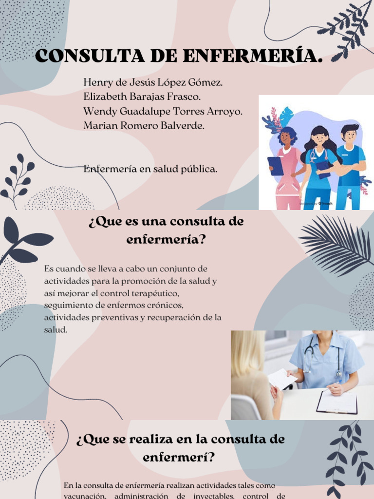 Consulta de Enfermería. Exposición | PDF | Enfermería | Educación para la salud