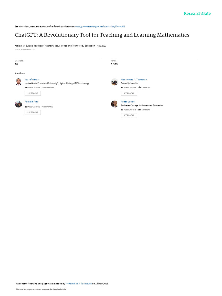 Chatgpt A Revolutionary Tool For Teaching and Learning Mathematics ...