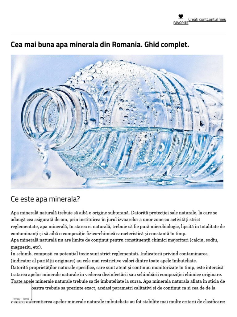 Cea Mai Buna Apa Minerala Din Romania. Ghid Complet | PDF