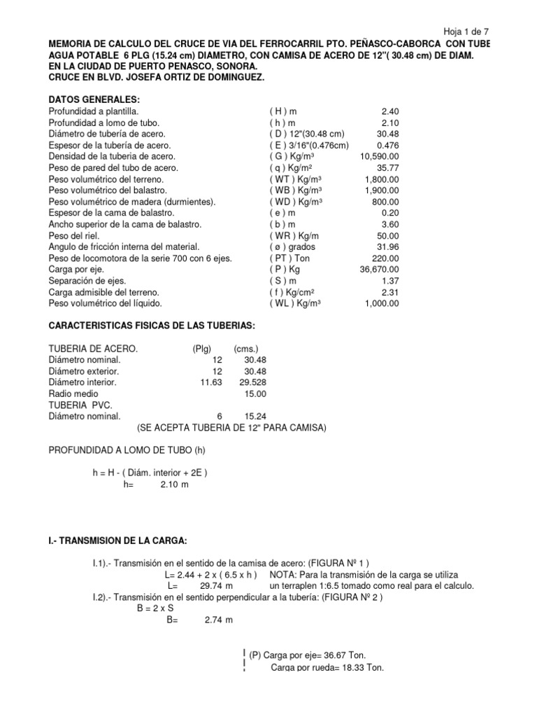 Memoria de Calculo Del Cruce de Via Del FFCC | PDF | Ingeniería de ... Memoria de Calculo Del Cruce de Via Del FFCC | PDF | Ingeniería de ...