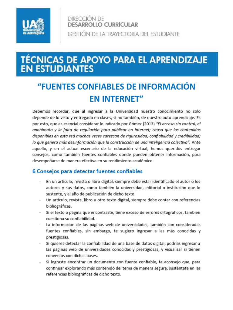 Fuentes Confiables de Información en Internet | PDF | Informática ...