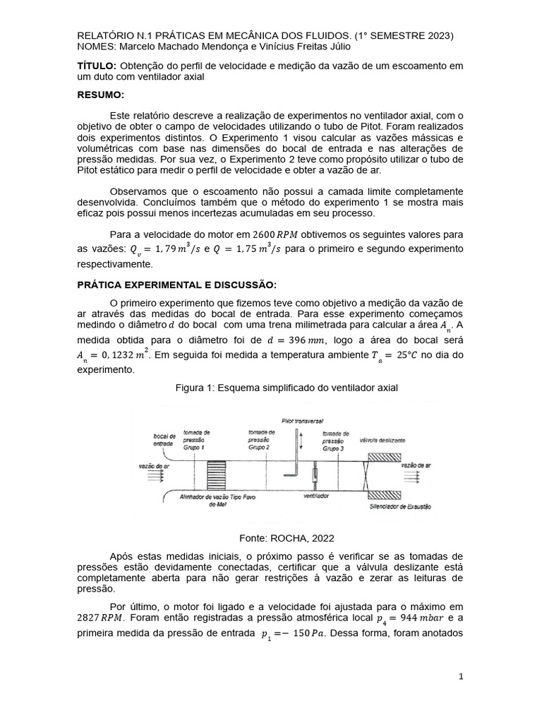 Pratica 01 | PDF | Pressão | Descarga (hidrologia)