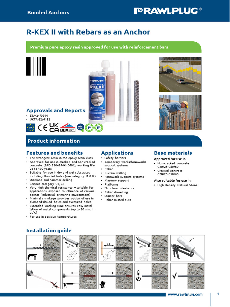1499 Rawlplug en R Kex II Pure Epoxy Resin Rebars 230511 160315 | PDF | Strength Of Materials ...