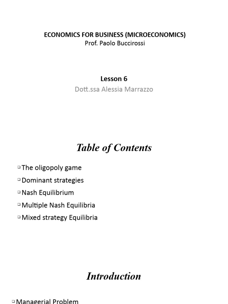 Oligopoly Game Theory and Nash Equilibrium | PDF