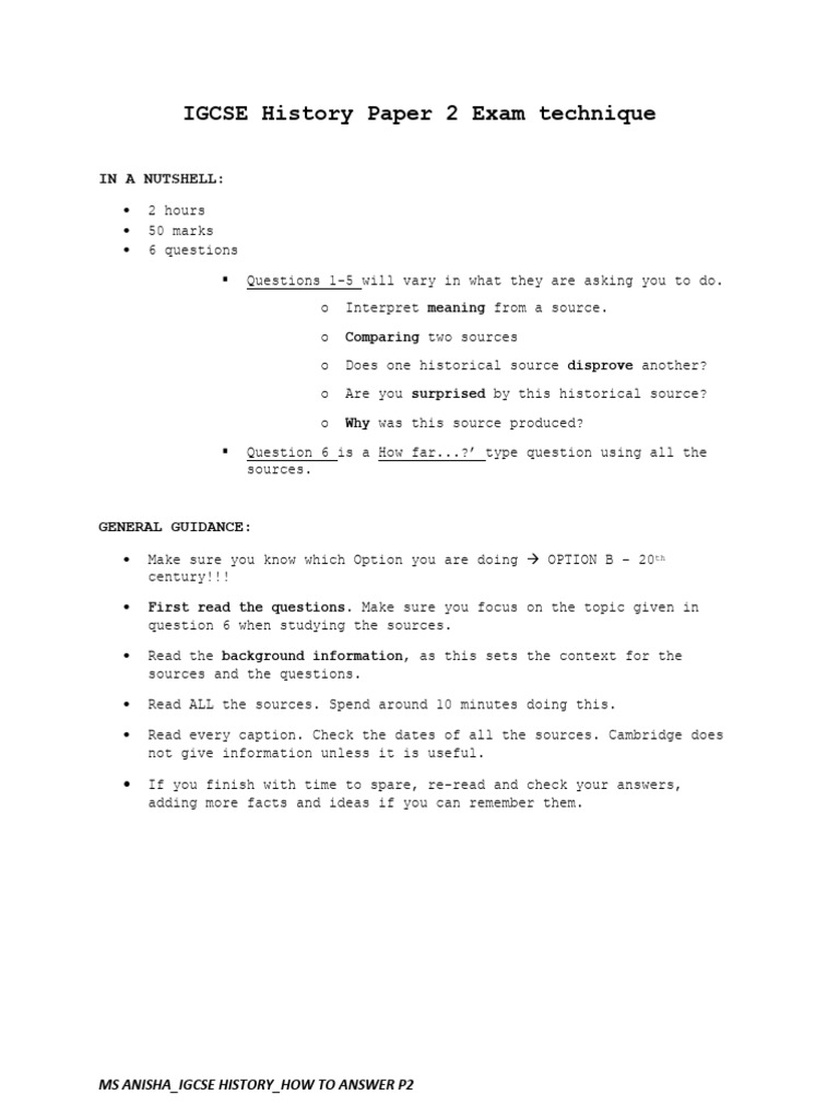 IGCSE History Paper 2 Exam Technique - ANSWERS | PDF | World War I ... IGCSE History Paper 2 Exam Technique - ANSWERS | PDF | World War I ...