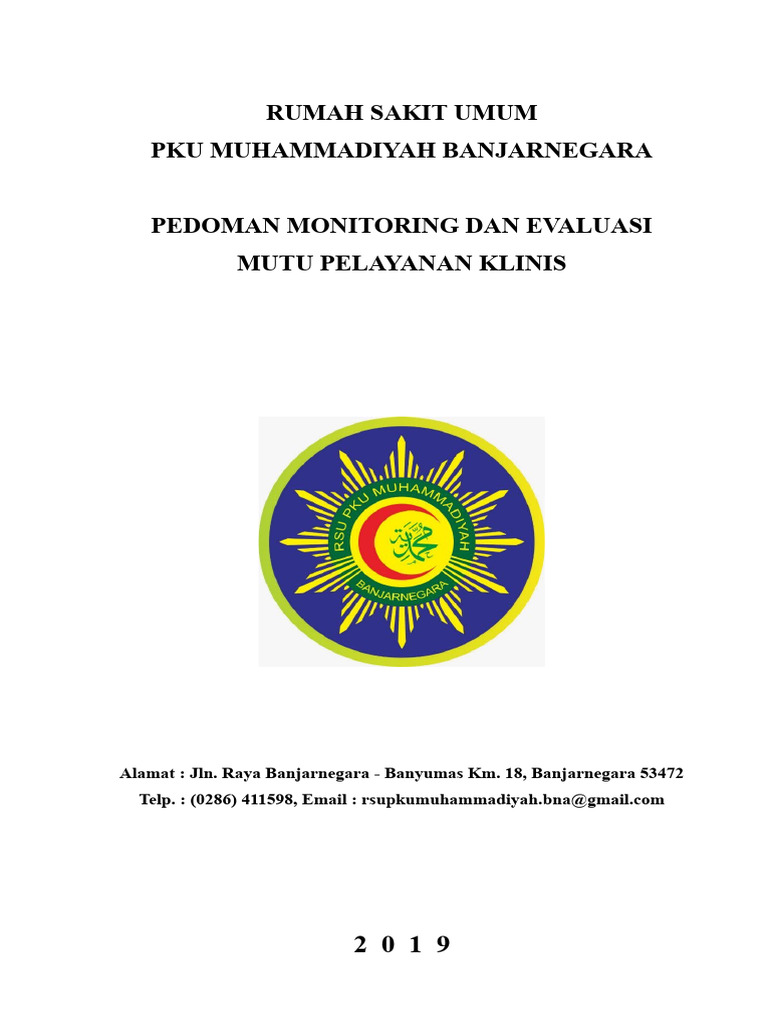 PANDUAN MONITORING DAN EVALUASI MUTU PELAYANAN KLINIS Edit | PDF