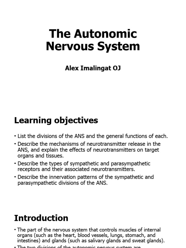 The Autonomic Nervous System Overview | PDF | Autonomic Nervous System ...