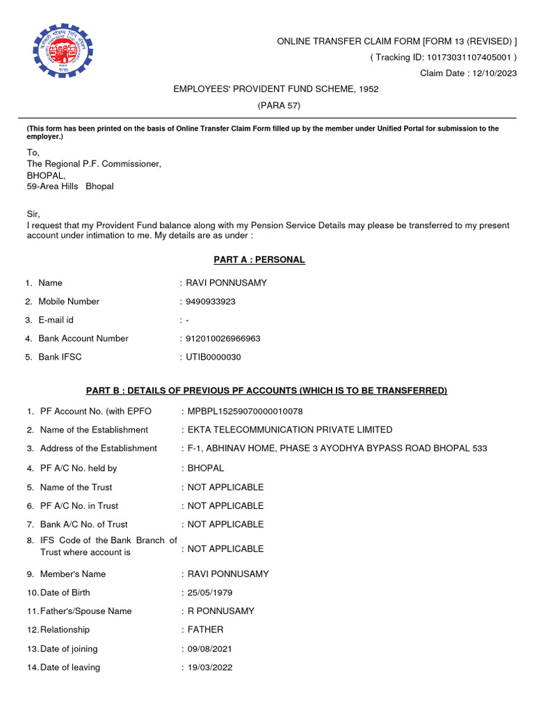 Part A: Personal | PDF | Service Industries | Financial Services