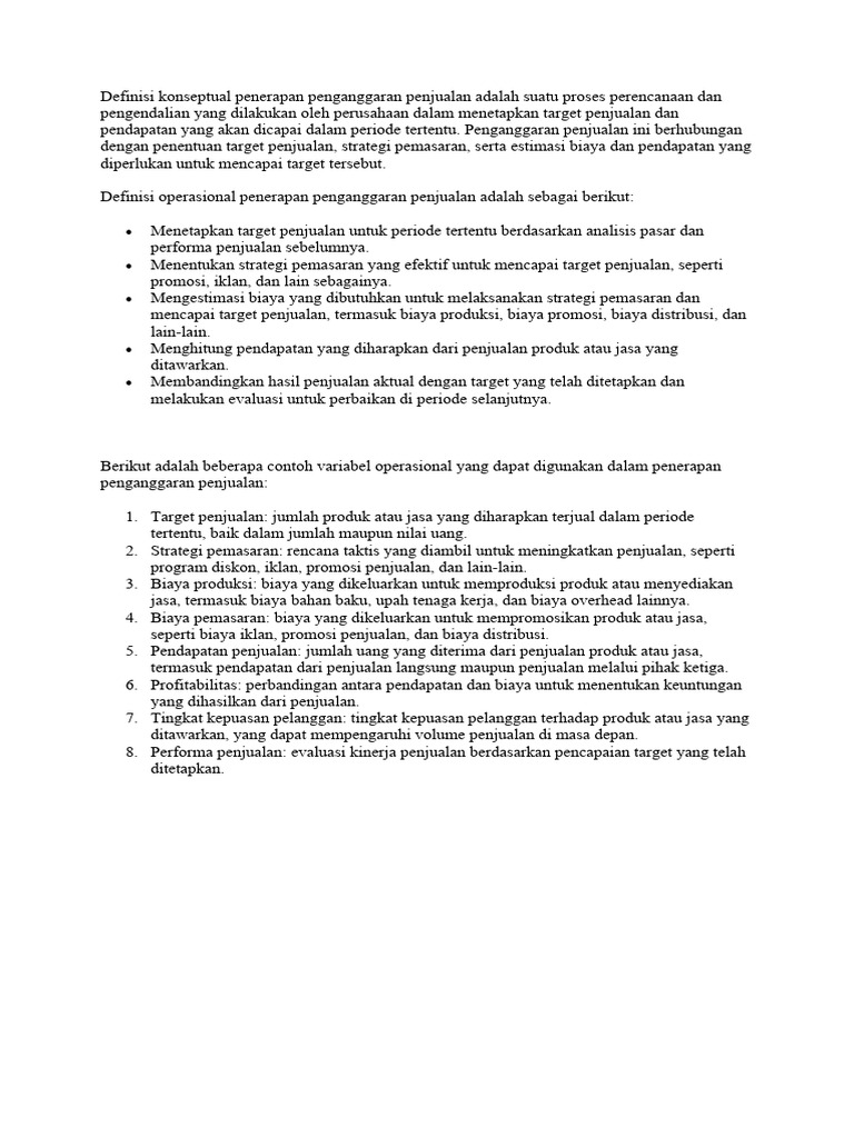 Bab 3 Definisi Variabel Operasional | PDF