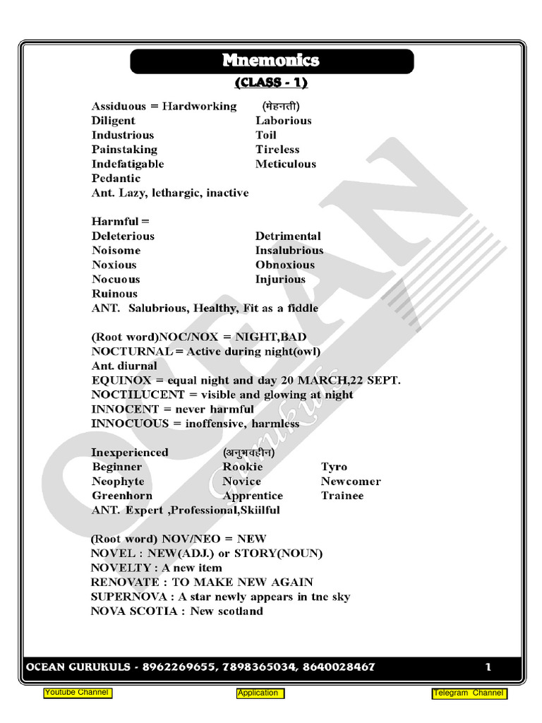 Complete Mnemonics PDF | PDF