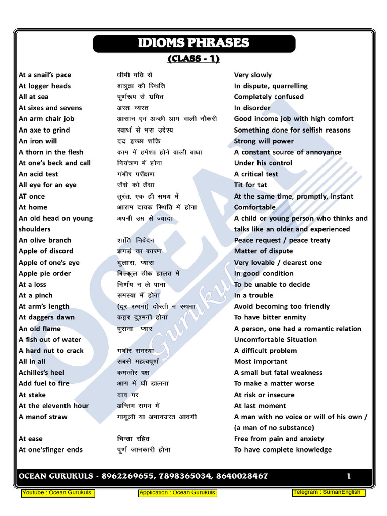 Complete Idioms & Phrases PDF | PDF | Wellness | Science & Mathematics