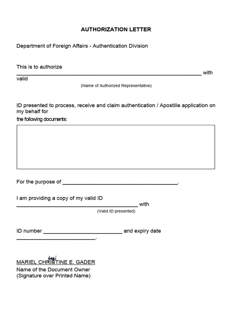 Authorization Letter for Document Authentication | PDF | Career & Growth