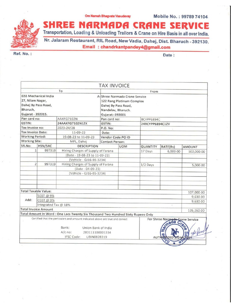 Bill-28, GSS Mechanical India September-23 | PDF