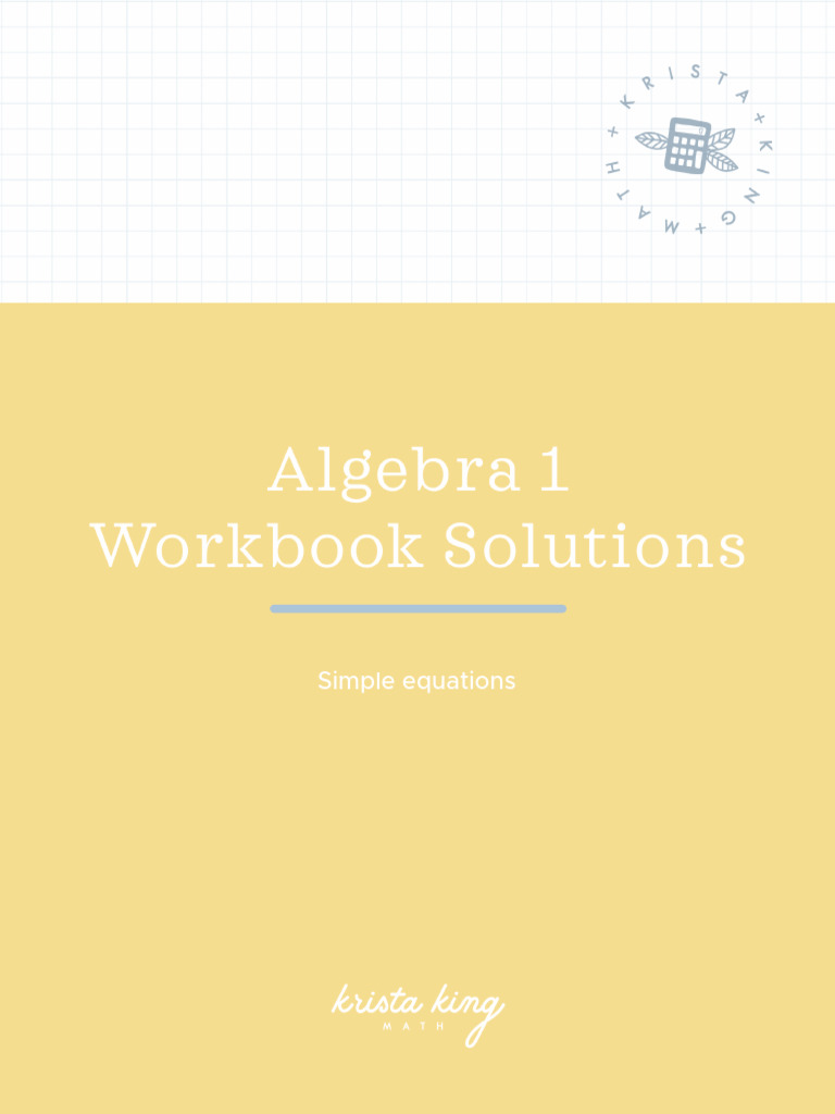Workbook Simple+equations Solutions | PDF | Subtraction | Arithmetic