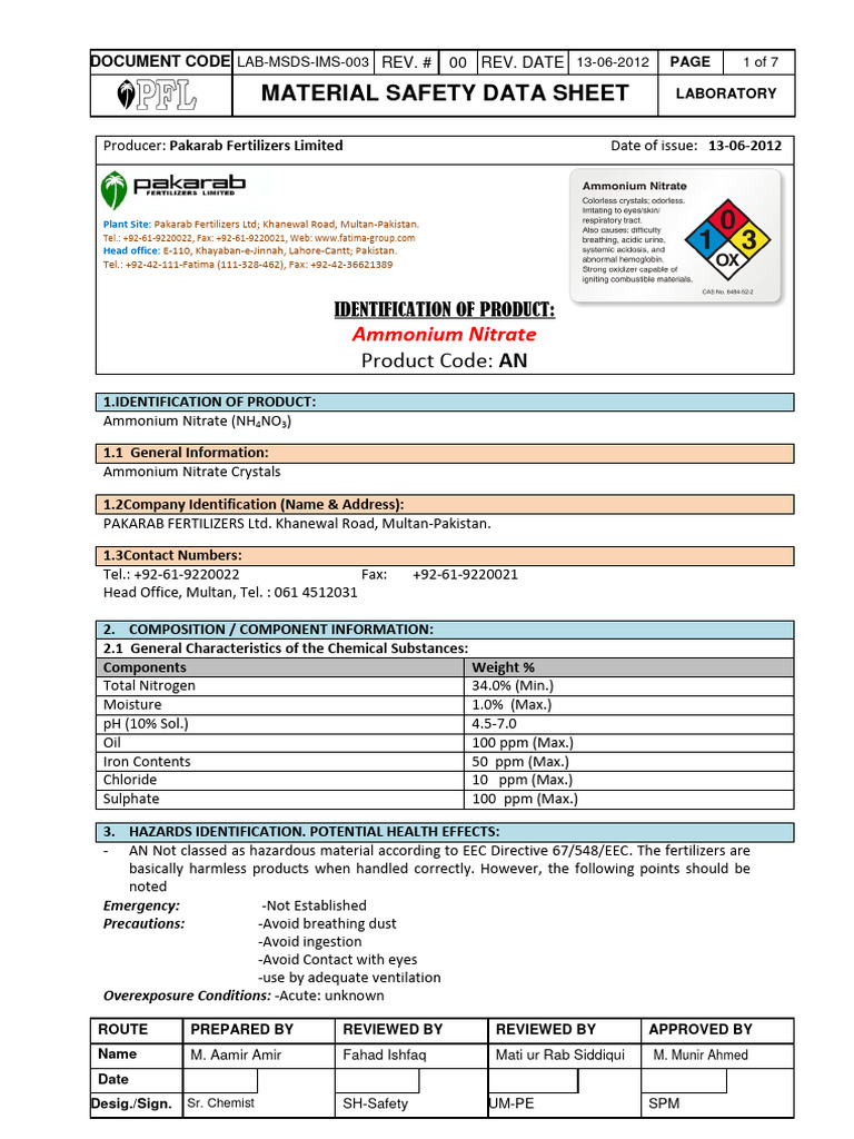 Lab MSDS Ims 003 | PDF