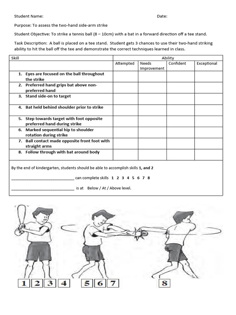 2HANDSTRIKE TEACHER ASSESSMENT Kindergarten | PDF
