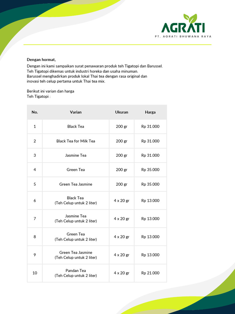 Surat Penawaran Agrati | PDF