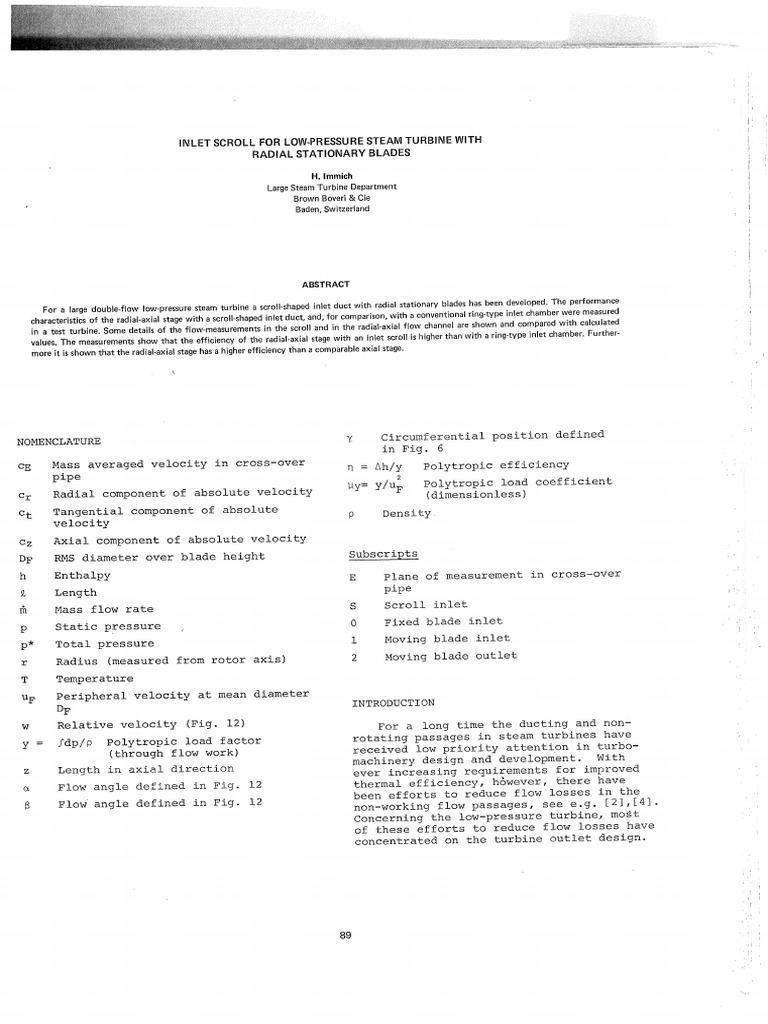 Inlet Scroll LP Turbines BBC Publication1981 | PDF