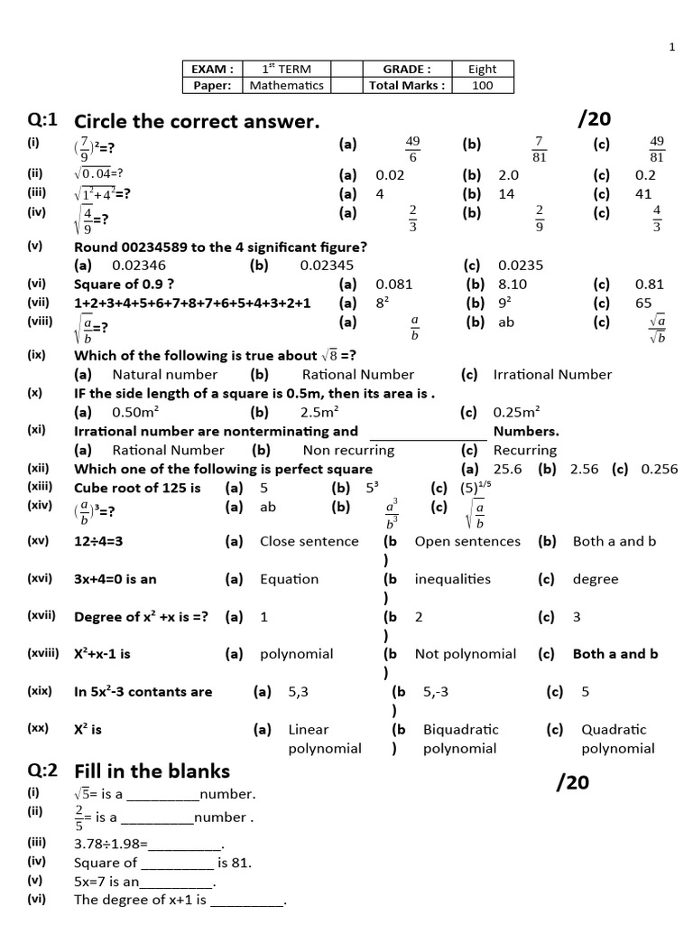 Ags Math Grade 8 | PDF | Square Root | Abstract Algebra