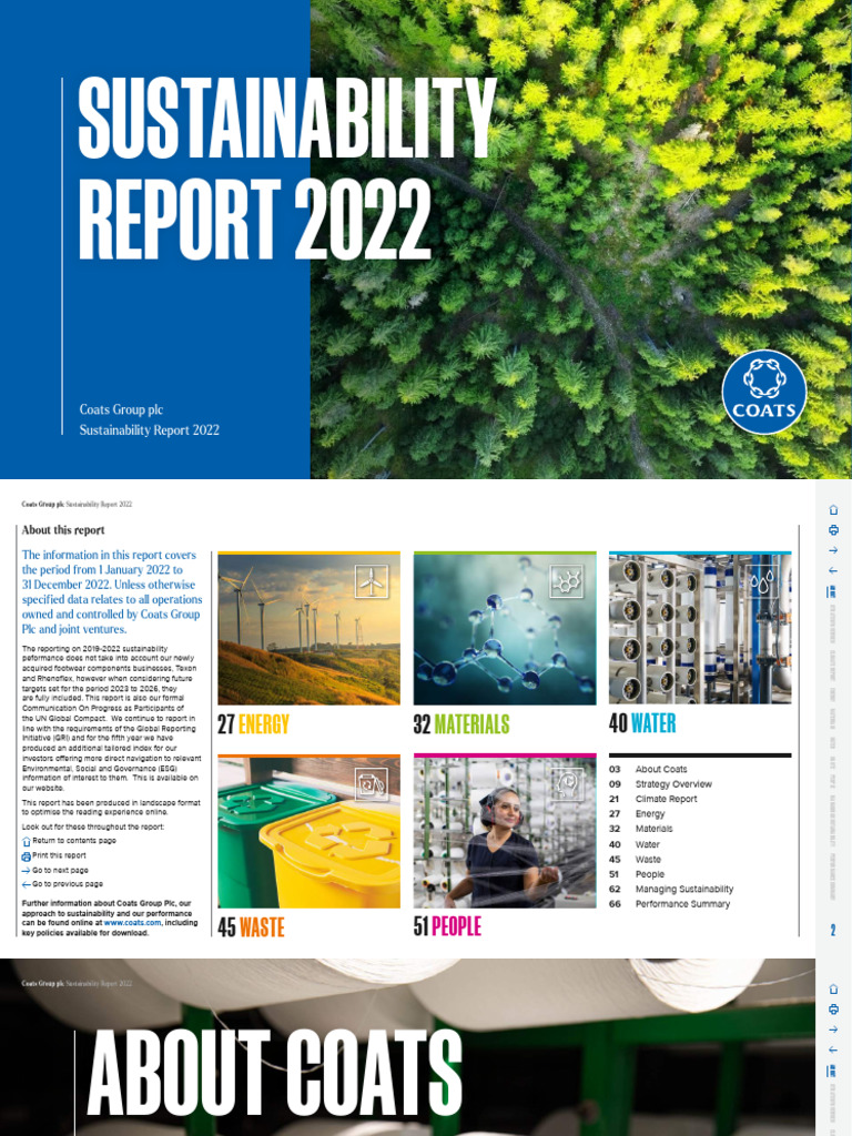 Coats Sustainability Report 2022 Interactive V2 | PDF | Sustainability ...