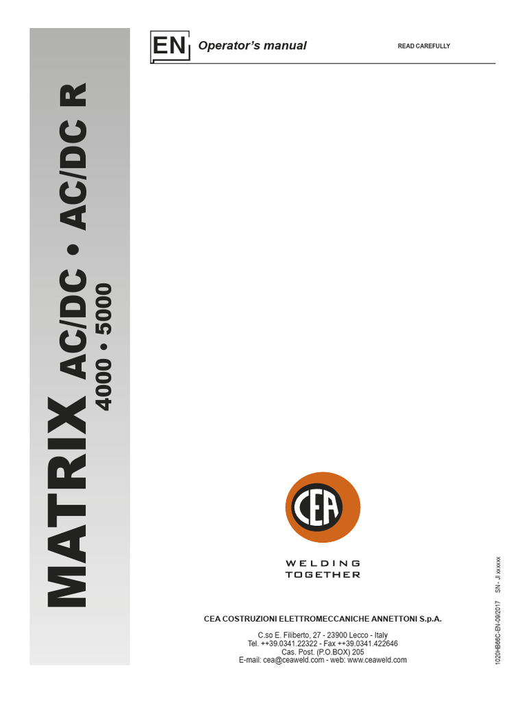 MATRIX 4000 AC/DC Welding Manual | PDF | Welding | Construction
